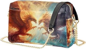 Mnsruu Sacs à bandoulière en cuir pour femme, phénix de feu dans le ciel étoilé