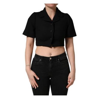 Dolce & Gabbana Kurz&auml;rmelige Bluse mit Kragen - - Blouses & Shirts - Damen - Schwarzk - 2XS