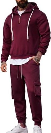 Generic Surv&ecirc;tement pour homme avec demi-fermeture &eacute;clair &agrave; capuche et poches multiples - D&eacute;contract&eacute; - Jogging quotidien - Sport de plein air - Hauts et bas 
