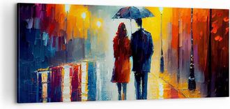 Arttor Panorama Bilder auf Leinwand 100x40cm Leinwandbild Paar Romantisch Gehen Gro&szlig; Wanddeko Bild Schlafzimmer K&uuml;che Wandbilder Dekoration Wohnzimmer Wall D