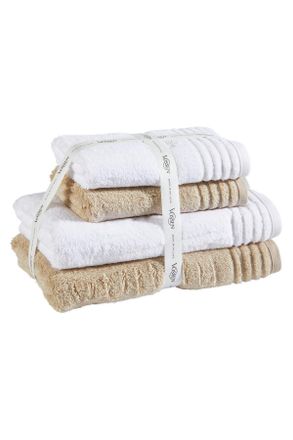 Vossen Frottierset SET Vienna Style, Braun, Wei&szlig;, Textil, 4-teilig, Uni, hochwertige Qualit&auml;t, Badtextilien, Handtuch-Sets