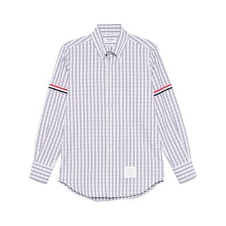 Thom Browne Graues Button-Up Hemd mit Brusttasche - - Shirts - Herren - Grau - L