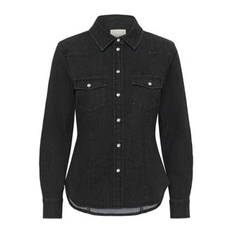 Part Two Schwarze Denim Bluse mit Taschen - - Blouses & Shirts - Damen - Schwarzk - L