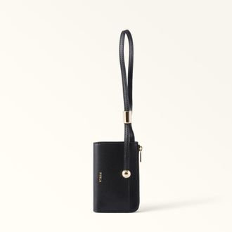 Furla Laura Kartenetui S Nero Schwarz Strukturiertes Leder Damen