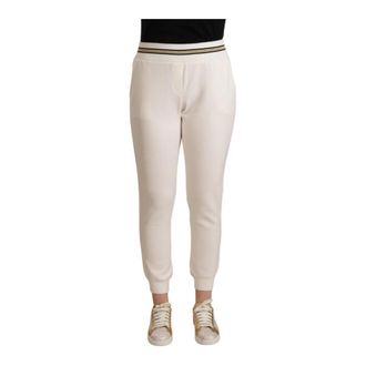 Patrizia Pepe Elegante wei&szlig;e Jogginghose mit mittlerer Bundh&ouml;he - - Trousers - Damen - Wei&szlig; - XS