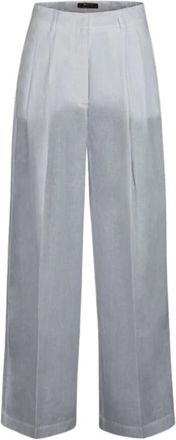 Moorer Femme, Pantalons, Blanc, Taille: 34 FR Pantalon Large en Lin