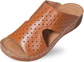 Generic 2026 Pantoufles d&eacute;t&eacute; pour femme - Chaussures creuses confortables et respirantes, marron, 37.5 EU