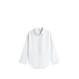 Tommy Hilfiger Leinen gestreiftes Hemd - Beige