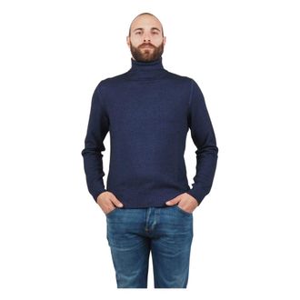 Barba Blauer Wollpullover mit hohem Kragen - - Knitwear - Herren - Blau - 2XL
