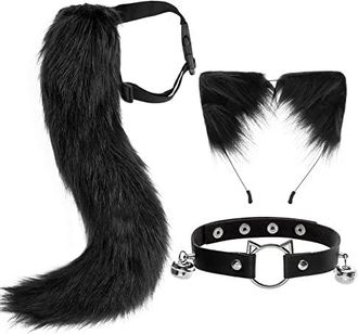 Dreshow Renard Fausse Fourrure Queue Chat Oreilles Bandeau Halloween Pête Costume tour de Cou Cosplay Ensemble