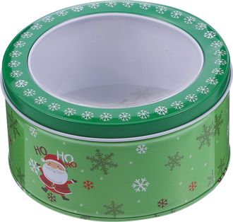 SOLUSTRE Weihnachtliche Keksdose aus Wei&szlig;blech mit Sichtfenster Kompakte Bonbondose f&uuml;r S&uuml;&szlig;igkeiten Vielseitige Aufbewahrungsbox f&uuml;r Weihnachts und Festtagsdek