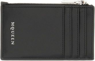 Alexander McQueen Skull-Embossed Calfskin Card Case - Black