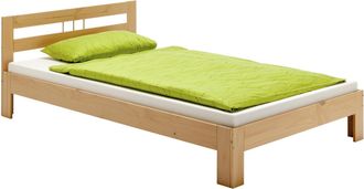 IDIMEX Massivholzbett Theo Jugendbett Bettgestell Einzelbett mit Kopfteil Kiefer massiv 100 x 200 cm in buchefarben lackiert