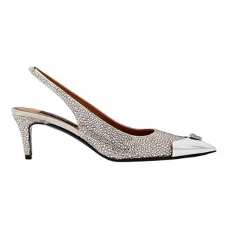 Philipp Plein Femme, Chaussures, Beige, Taille: 41 EU Satin Slingback Mix Strass