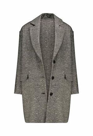 Deeluxe Manteau KALISSA Femme Chic motif chevron Coupe droite Col tailleur Larges poches plaqu&eacute;es Fermeture boutonn&eacute;e sobre facile &agrave; associer - Taille L