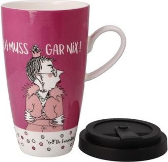 GOEBEL GoKünstlertasse mit Deckel Freundlieb - Ich muss gar nixebel, Bunt