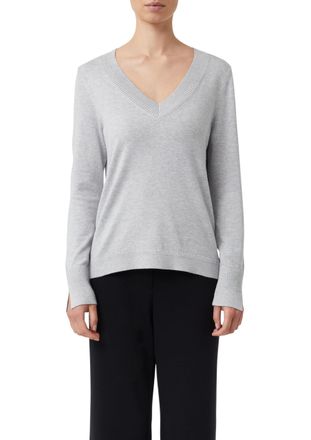 Comma Strickpullover mit V-Ausschnitt und Rippdetails