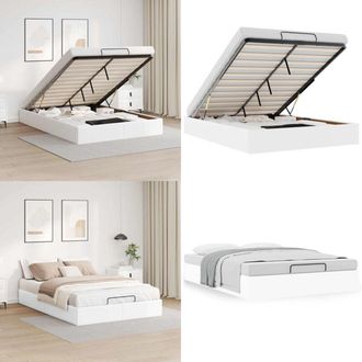 vidaXL Ottoman-Bett ohne Matratze Wei&szlig; 140x200 cm Kunstleder - Vidaxl