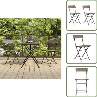 vidaXL Chaises de bistrot pliantes lot de 2 Gris R&eacute;sine tress&eacute;e acier - Chaise Bistro - Chaise Pliante - Mobilier De Jardin - Table Et Chaises - D&eacute;coration