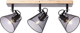 Brilliant Decken Strahler im Vintage Stil - 3 flammige Spotbalken mit schwenkbaren K&ouml;pfen f&uuml;r Esszimmer, Wohnzimmer oder K&uuml;che aus Metall/Holz, in schwarz/holz 