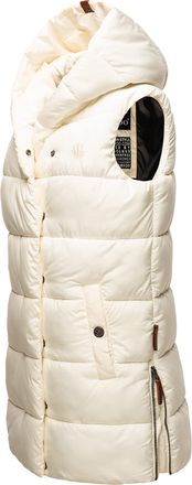Navahoo warme Damen Winter Steppweste lang mit Kapuze Madilynaa Offwhite Gr. XXL