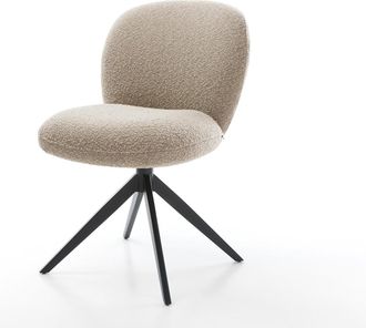 DELIFE Drehstuhl Nube-Flex Boucl&eacute; Schlamm Kreuzgestell breit Schwarz 360&deg; drehbar Wippfunktion Taschenfederkern, Esszimmerst&uuml;hle