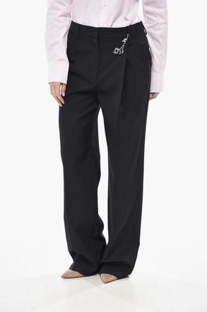 Prada Asymmetrische Hose mit einer Falte und Schmuckbrosche Prada