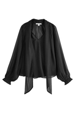 Laura Ashley Chiffonbluse Laura Ashley Chiffonbluse mit Schleifendetail (1-tlg)