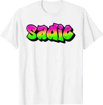 BDAZ Sadie Graffiti Personalisierter Name Gr&uuml;n Rosa Frauen M&auml;dchen T-Shirt