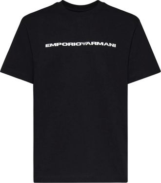 Emporio Armani Homme, Tops, Noir, Taille: L T-shirt &agrave; col rond avec logo imprim&eacute;
