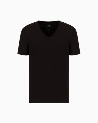 A|X Armani Exchange Herren Pima Cotton V-neck T-Shirt, Schwarz, XL