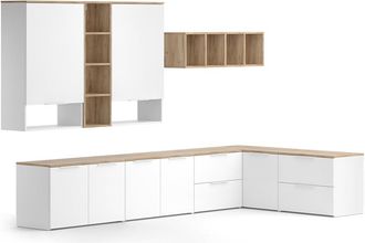 Vicco Wohnwand Wido, Weiß/Sonoma, 9 Teile