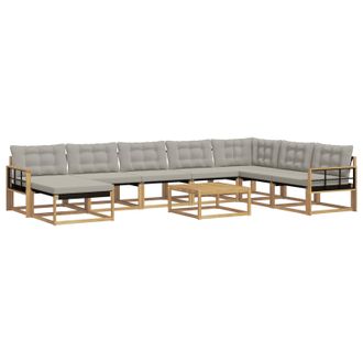vidaXL Set Di Divani Da Esterno 9 Pz Bianco E Grigio Chiaro Vidaxl