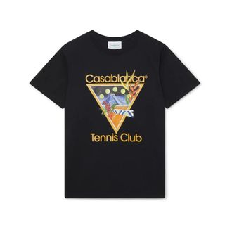 Casablanca Tennis Club Icon T-Shirt - - Tops - Herren - Schwarzk - S