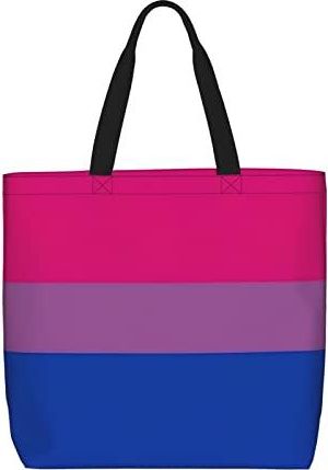 Generic Sac De Courses Drapeau De La Fiert&eacute; Bisexuelle Sac Fourre Tout Femme De Grande Capacit&eacute; Lavables Sacs En Toile Pour Femmes, Pour &Eacute;cole, Voyage, Burea,