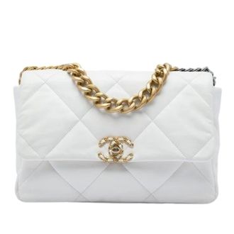 Chanel Pre-owned Sac Grand Mod&egrave;le 19 &agrave; rabat - Femme - Pre-owned - Blanc - Taille: ONE Size