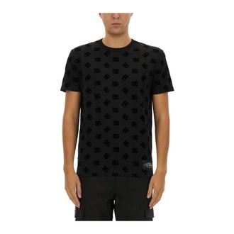 Dolce & Gabbana All-Over DG Logo Print Rundhals-T-Shirt - - Tops - Herren - Schwarzk - L