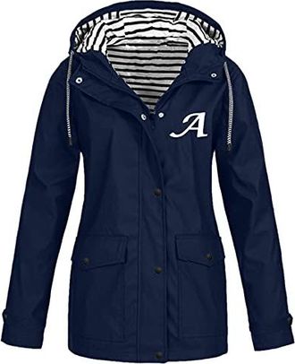 Generic Vestes pour femmes, couleur unie, d&eacute;contract&eacute;, grande taille, &agrave; capuche, coupe-vent, poches &eacute;tanches, cordon de serrage, manteau &agrave; manches longues 202