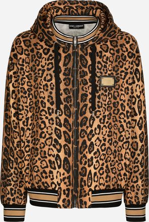 Dolce & Gabbana Kapuzensweatshirt Crespo Im Leoprint Mit Plakette - Mann Sweatshirts Print 54