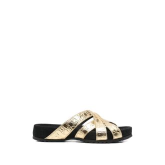 Dries Van Noten Sandales &agrave; brides crois&eacute;es m&eacute;talliques - Femme - Chaussures - Jaune - Taille: 39 EU