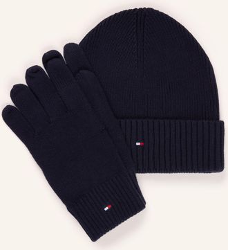 Tommy Hilfiger Set: Handschuhe Und M&uuml;tze blau