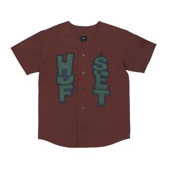 HUF Baseballtrikot Knopfjacke Kurzarm - - Sport - Herren - Lila - M