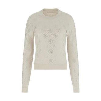 Guess Femme, Pulls, Beige, Taille: 36 FR Pull avec Strass 4G