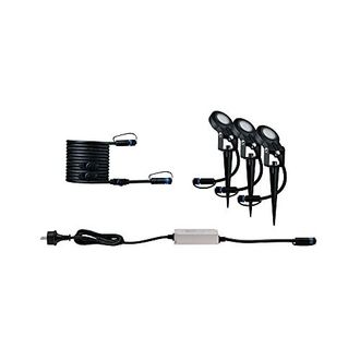 Paulmann 94729 Plug & Shine LED Au&szlig;enleuchte Gartenstrahler Sting 3er-Set insektenfreundlich IP67 2200K 3x6,3W 75VA Anthrazit rund dimmbar