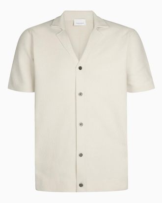 Profuomo Strick-Kurzarmhemd mit Variokragen und Perlmuttkn&ouml;pfen in