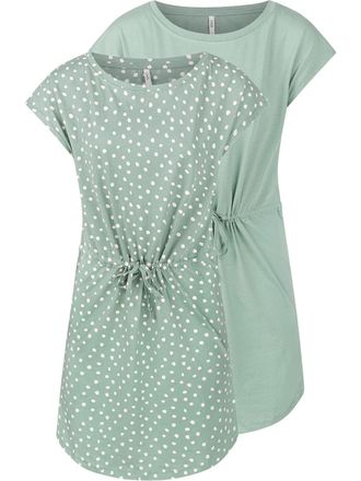 Only Damen Sommer Mini Kleid onlMAY S/S Dress 2er Pack Grösse XS S M L XL XXL Gestreift Schwarz 100% Baumwolle, Größe:XXL, Farbe:Chinois Green