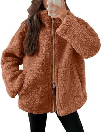 ORANDESIGNE Veste En Laine Dagneau Pour Femme, Manteau &Eacute;pais Et Chaud En Peluche, Mode F&eacute;minine, Fermeture &Eacute;clair, Col Montant, V&ecirc;tements Dext&eacute;rieur, Automne Hive