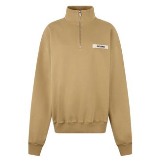 Jacquemus Homme, Sweatshirts et sweats &agrave; capuche, Beige, Taille: L Le Camionneur Gros Grain Zip