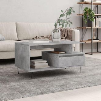 vidaXL Table basse Gris b&eacute;ton 90x49x45 cm Bois ding&eacute;nierie Vidaxl