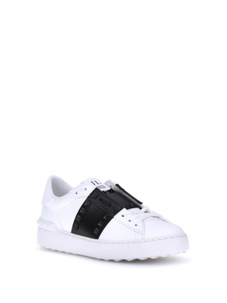 Valentino Garavani Womens Open Rockstud Sneakers Bianco-Nero-Bianco Bianco/nero/bianco